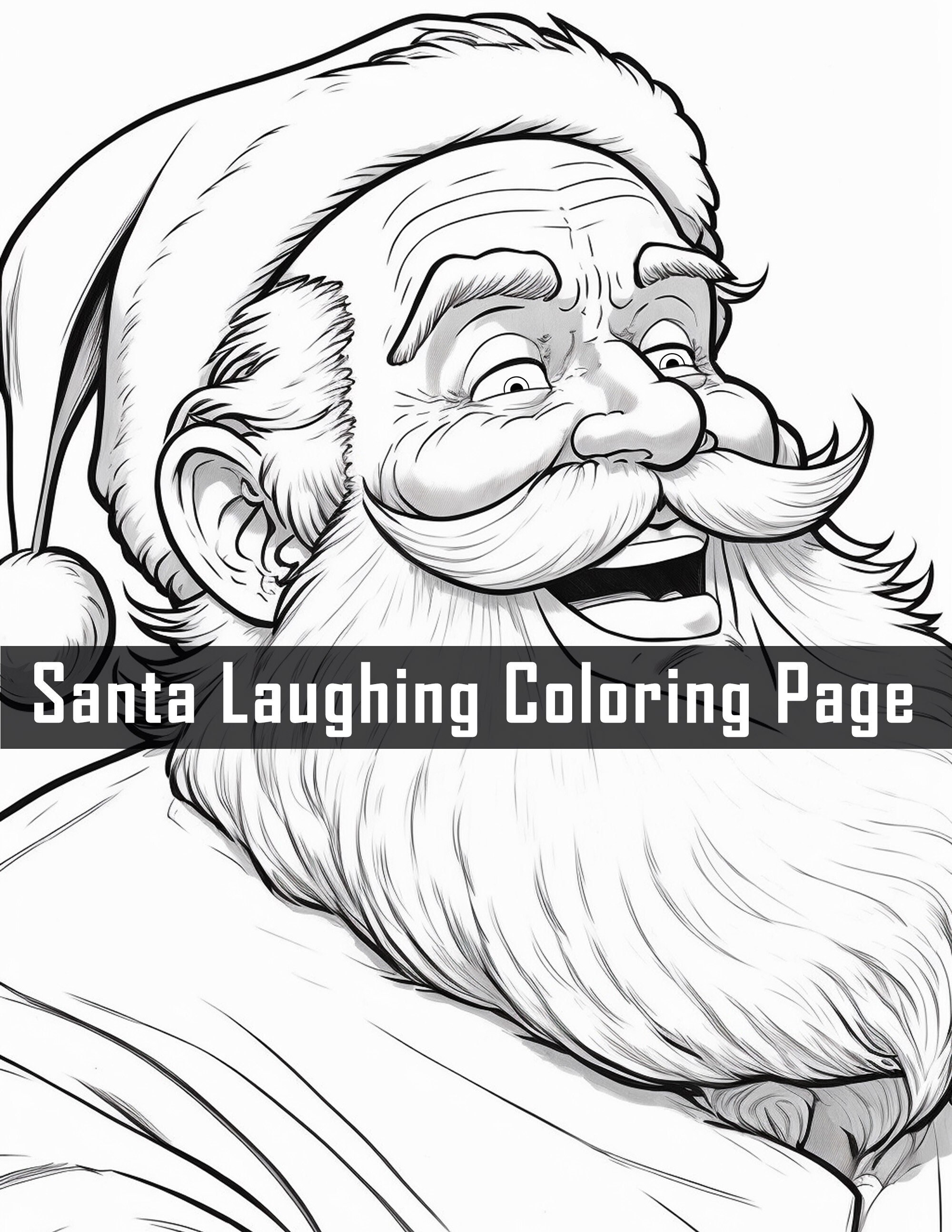 Santa Laughing Printable Coloring Page - Etsy