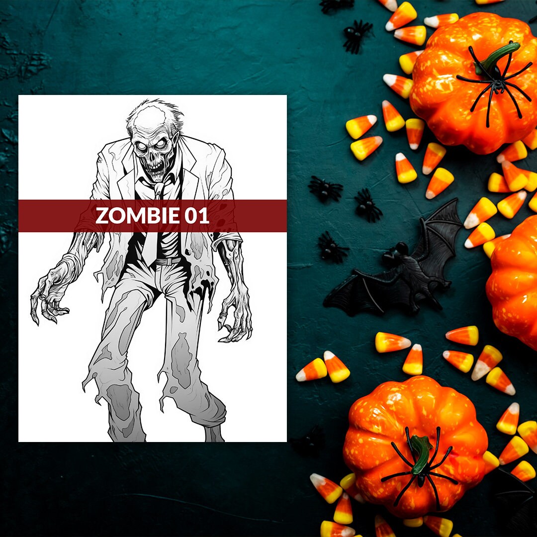 Zombie Pack 01 Coloring Book - Digital Download - Ultimate Halloween ...