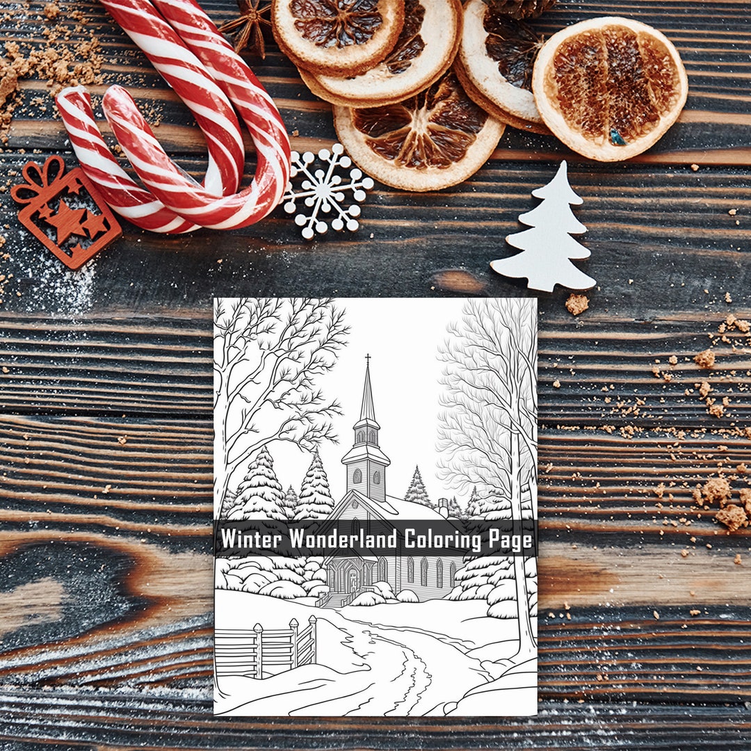 Winter Wonderland Church Printable Coloring Page - Etsy