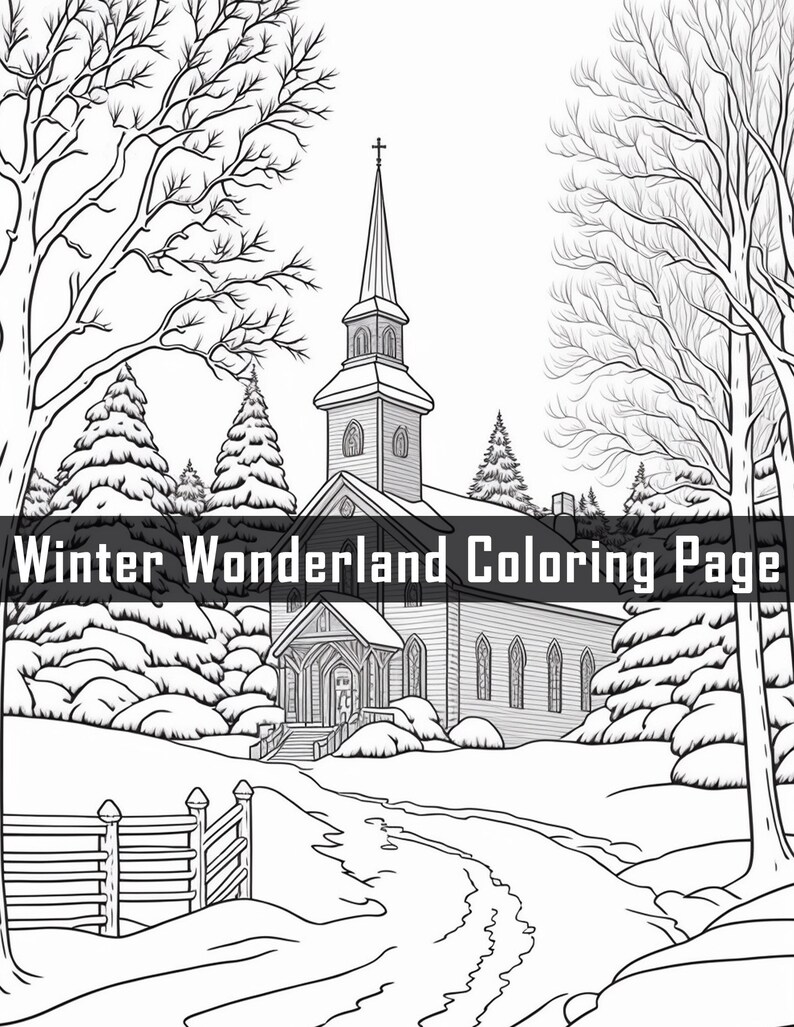 Winter Wonderland Church Printable Coloring Page - Etsy