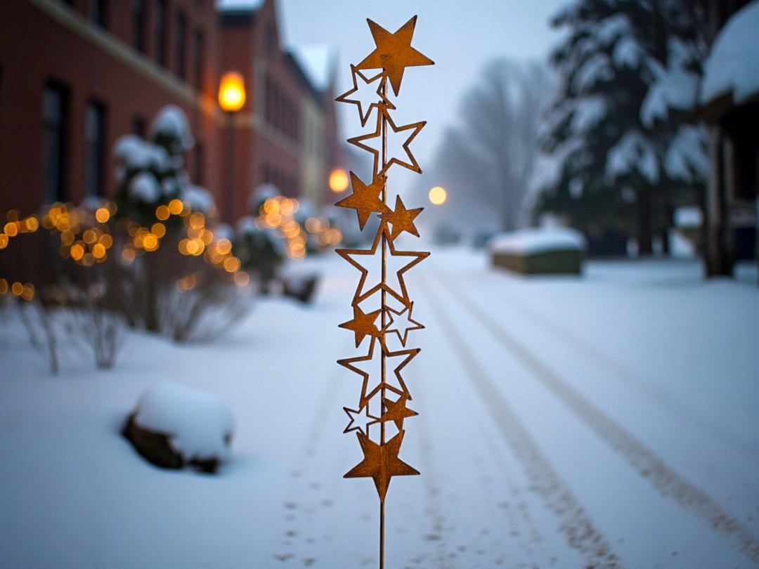 Rusty Metal Garden Stake, Star-shaped Column, 80 Cm. Beautiful Garden ...
