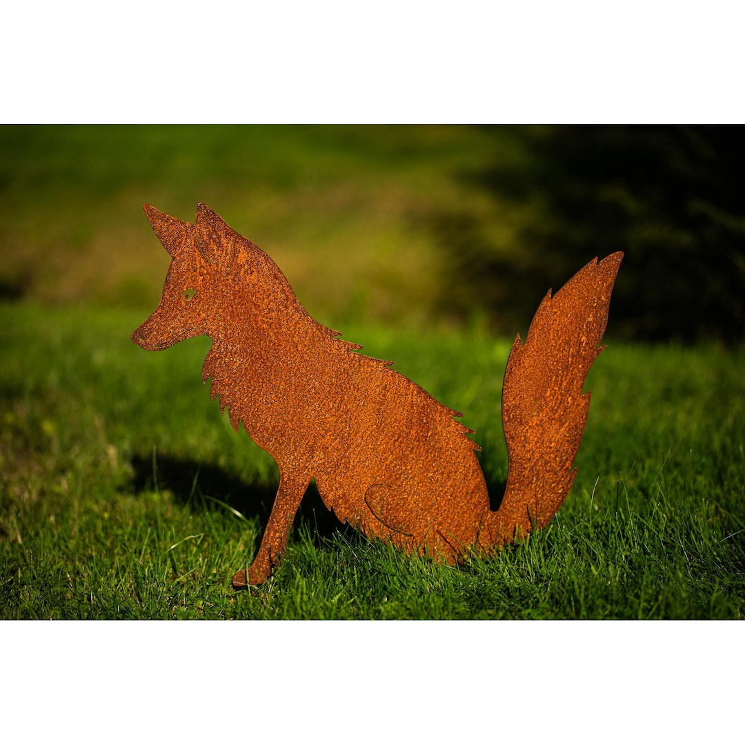 Gartenstecker Fuchs Metall Edelrost Gartendeko Gartenstecker 41cm x ...