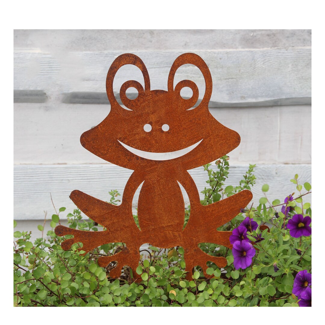Garden Stake Frog Bed Stake Pot Stake Metal Rust Garden Decoration ...