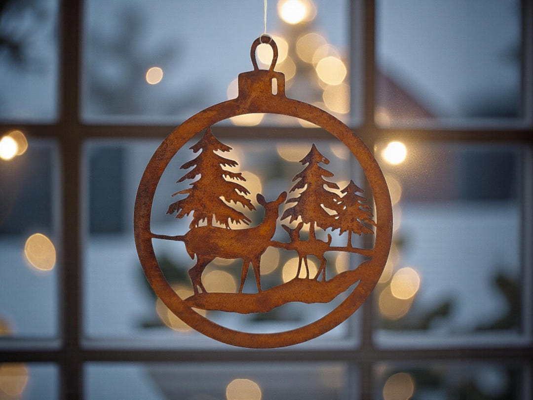 Rust Christmas Tree Ball for Hanging Winter Garden Decoration 22 Cm ...