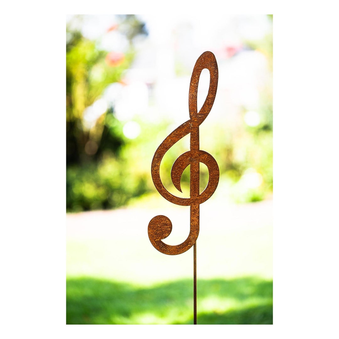Garden Stake Clef Note Bed Stake Pot Stake Metal Rust Garden Decoration ...