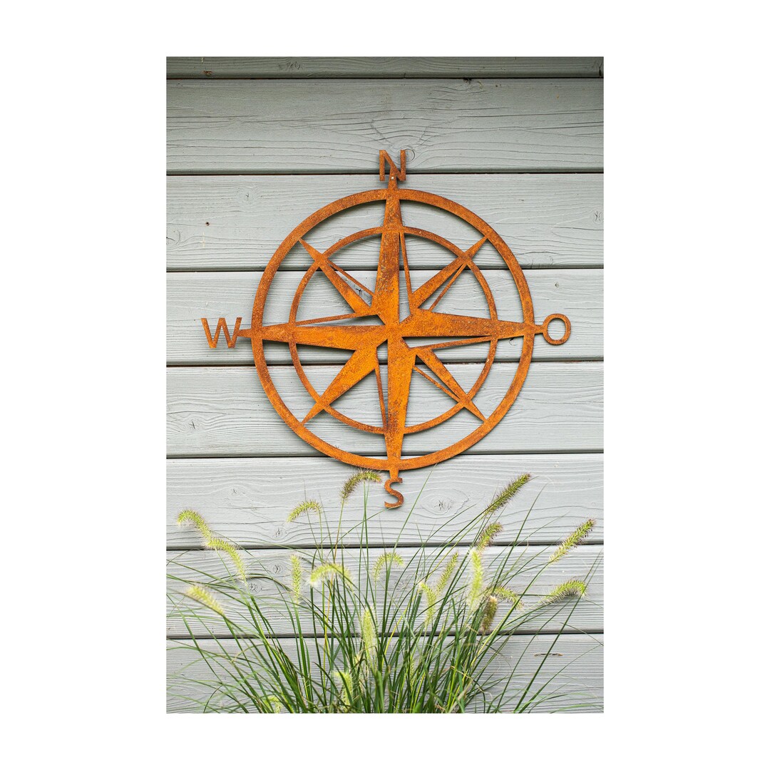 Wind Rose Compass Metal Rust Rusty Garden Decoration Patina Wall ...