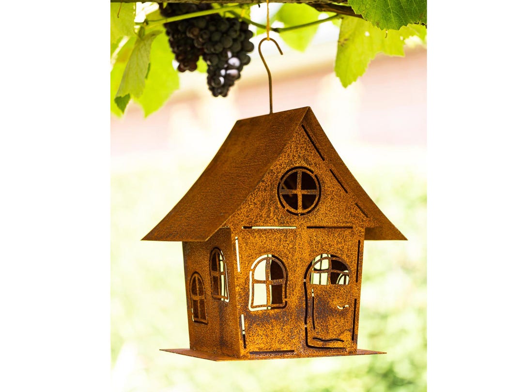 Garden Stake Birdhouse Witch House Light House Metal Rust Garden ...