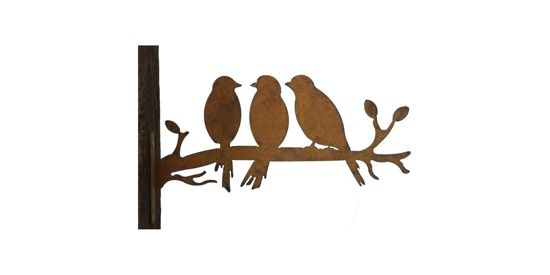 Garden Stake Tree Stake Metal Rust Rusty Garden Decoration 3 Birds Bird ...