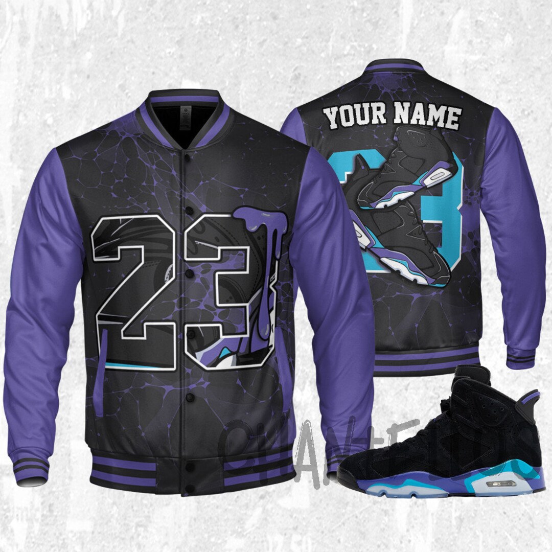 Custom AJ 6 Aqua Varsity Jacket 23 Sneaker Varsity Baseball - Etsy