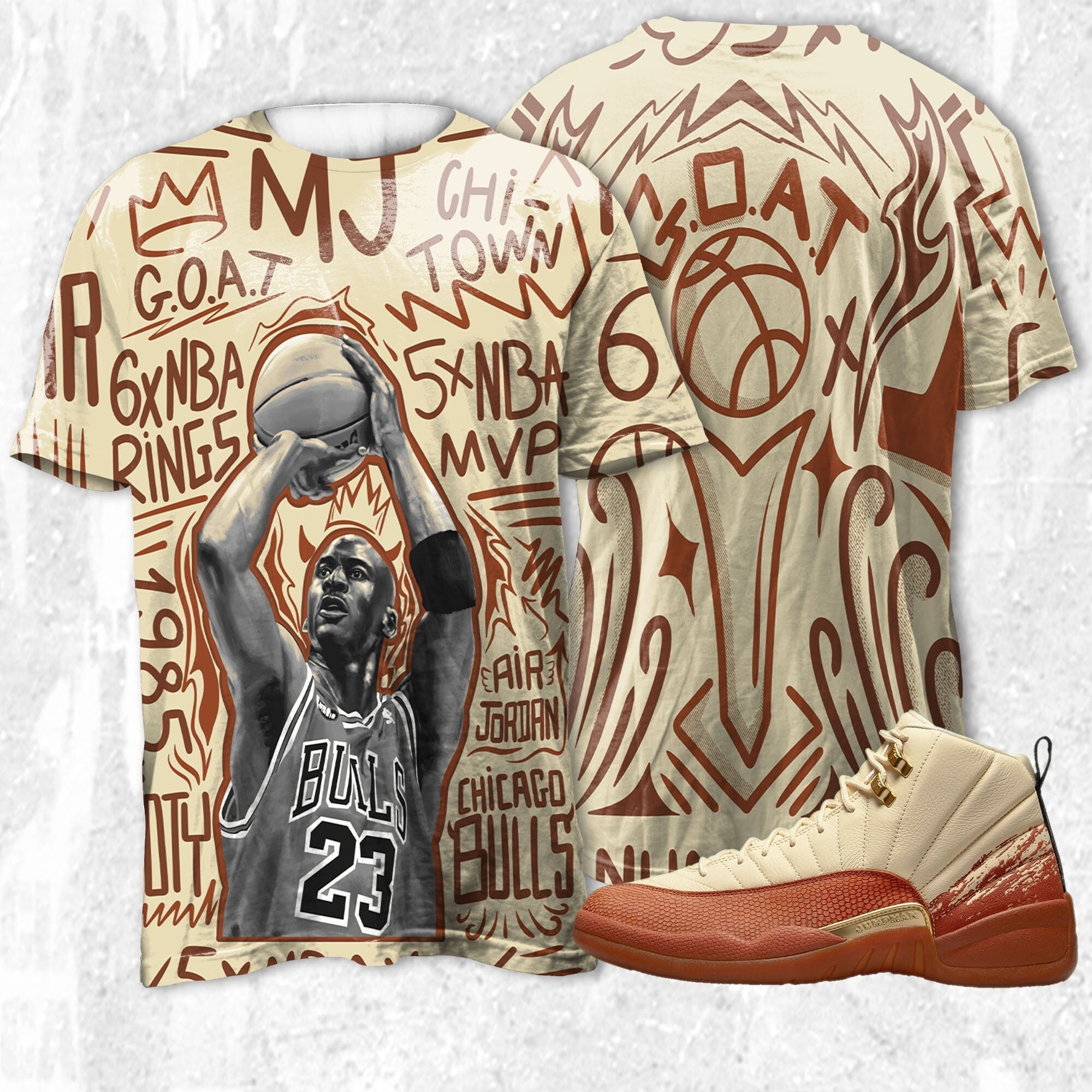 MJ the Goat 3D Doodles MJ Sneaker Unisex Shirt Match Jordan 12 - Etsy