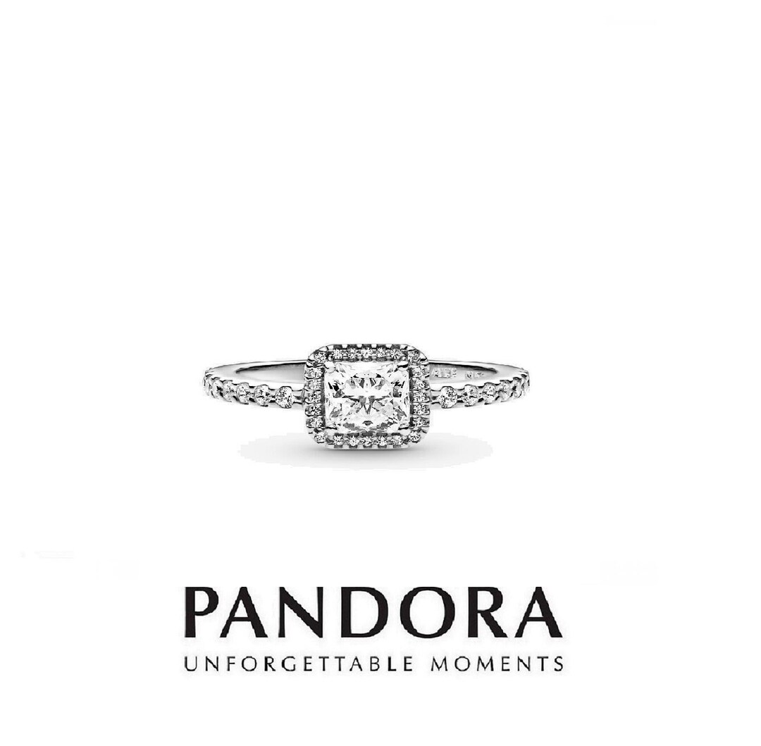 PANDORA Moments Square Halo Ring Contemporary Cubic Zirconia - Etsy