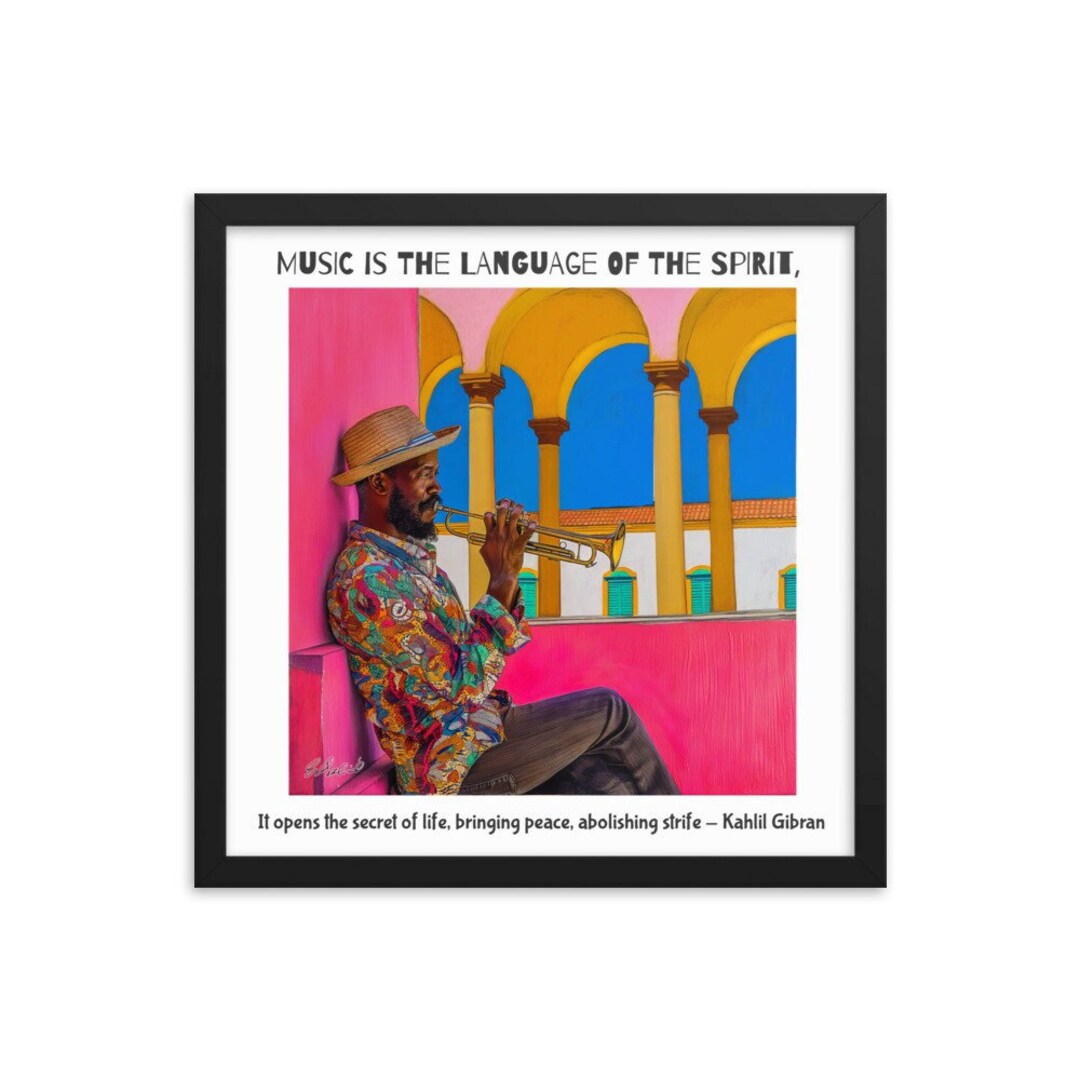 Framed Batik Island Print Kahlil Gibran Music is the Language of the ...