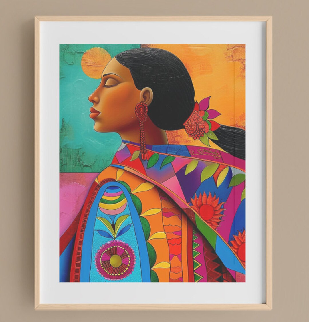 Return to Aztlan Woman Sunset Wall Art Home Decor Latin American Home ...
