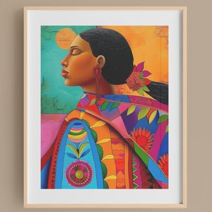 Return to Aztlan Woman Sunset Wall Art Home Decor Latin American Home ...