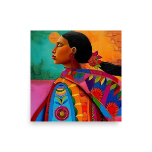 Return to Aztlan Woman Sunset Wall Art Home Decor Latin American Home ...