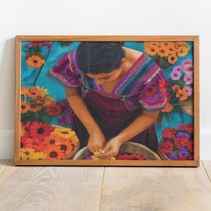Flower Vendor Print Premium Art Outdoor Market Mexico Guatemala El ...
