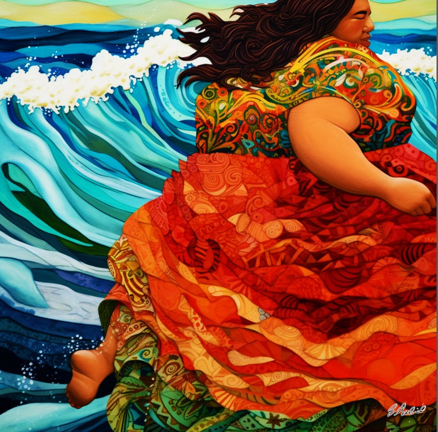 Hawaiian Sisters Art Print, Pele and Namaka, Volcano Sea Painting - Etsy