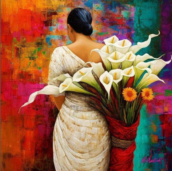 Calla Lily Wall Art: Diego Rivera Style, El Salvador Artist Print - Etsy