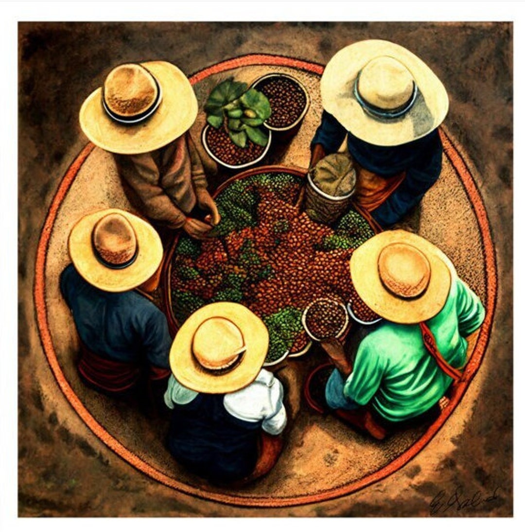 Cosecha De Café 18 X 18 Coffee Harvest / Museum Quality Print / Latin ...