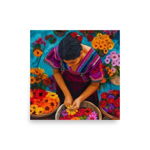 Flower Vendor Print Premium Art Outdoor Market Mexico Guatemala El ...