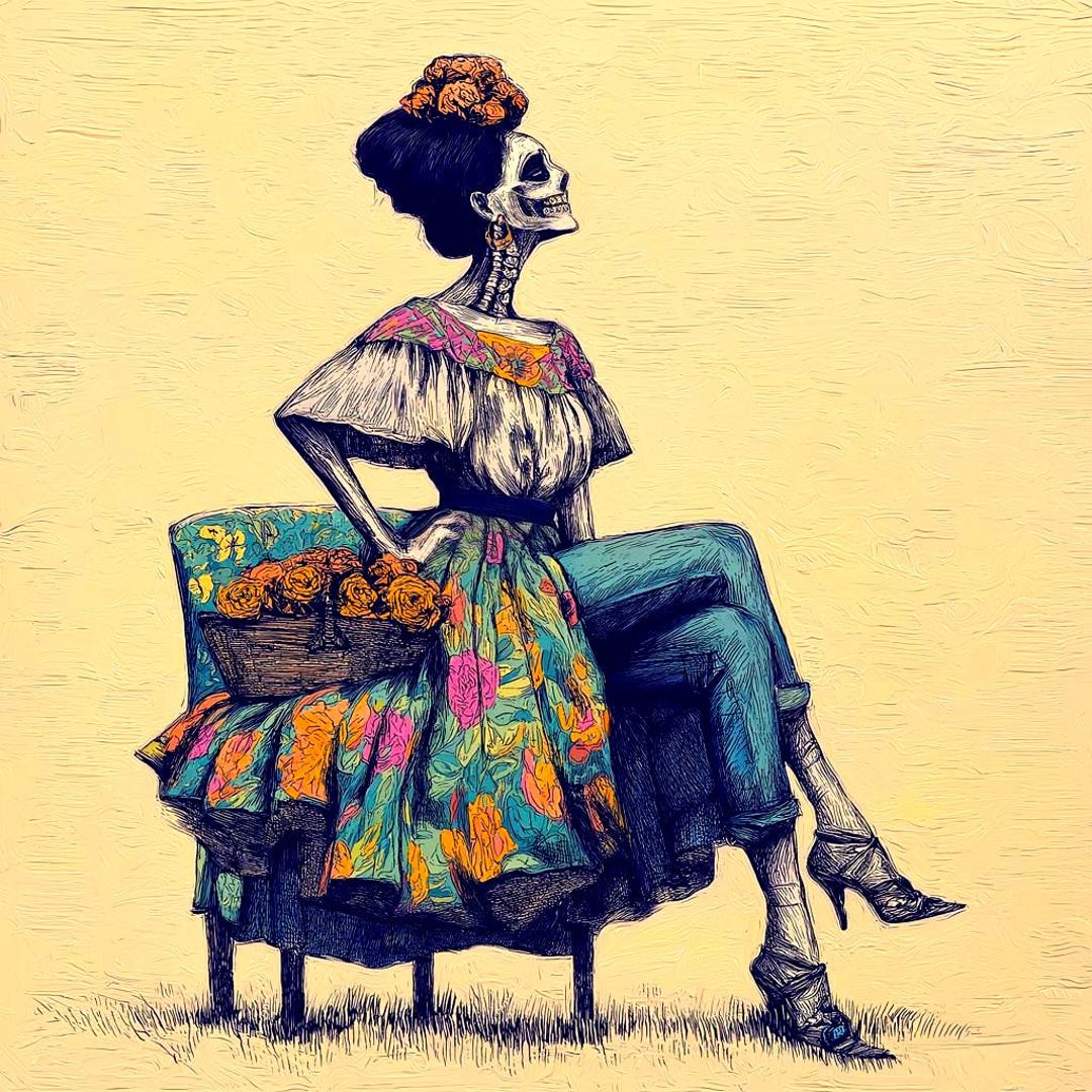 La Catrina Art Print – Mexican Day of the Dead Folk Art - Etsy