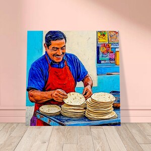 El Salvador Painting Print - Man Making Tortillas Pupusas Art ...