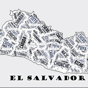 Beautiful El Salvador Map Print on Fine Art Matte Paper - Language of ...
