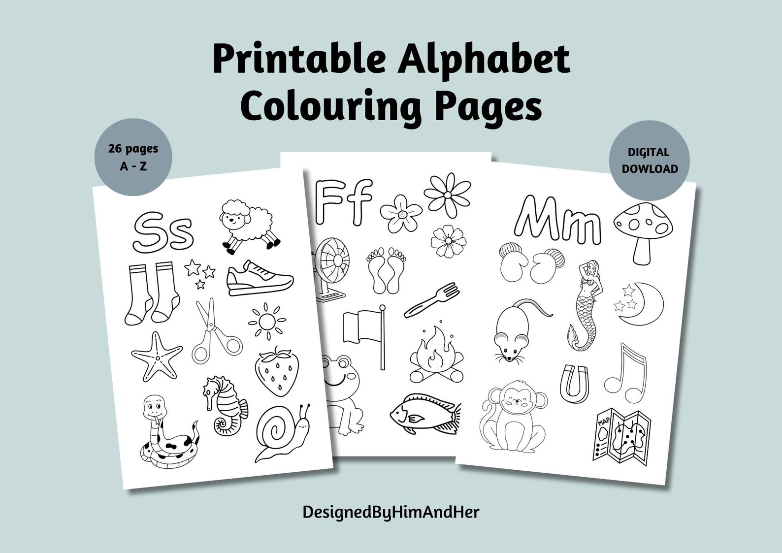 Alphabet Colouring Pages for Kids. Fun Printable ABC Pages for Learning ...