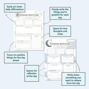 Printable Gratitude Journal Page: Morning & Evening Prompts (digital ...