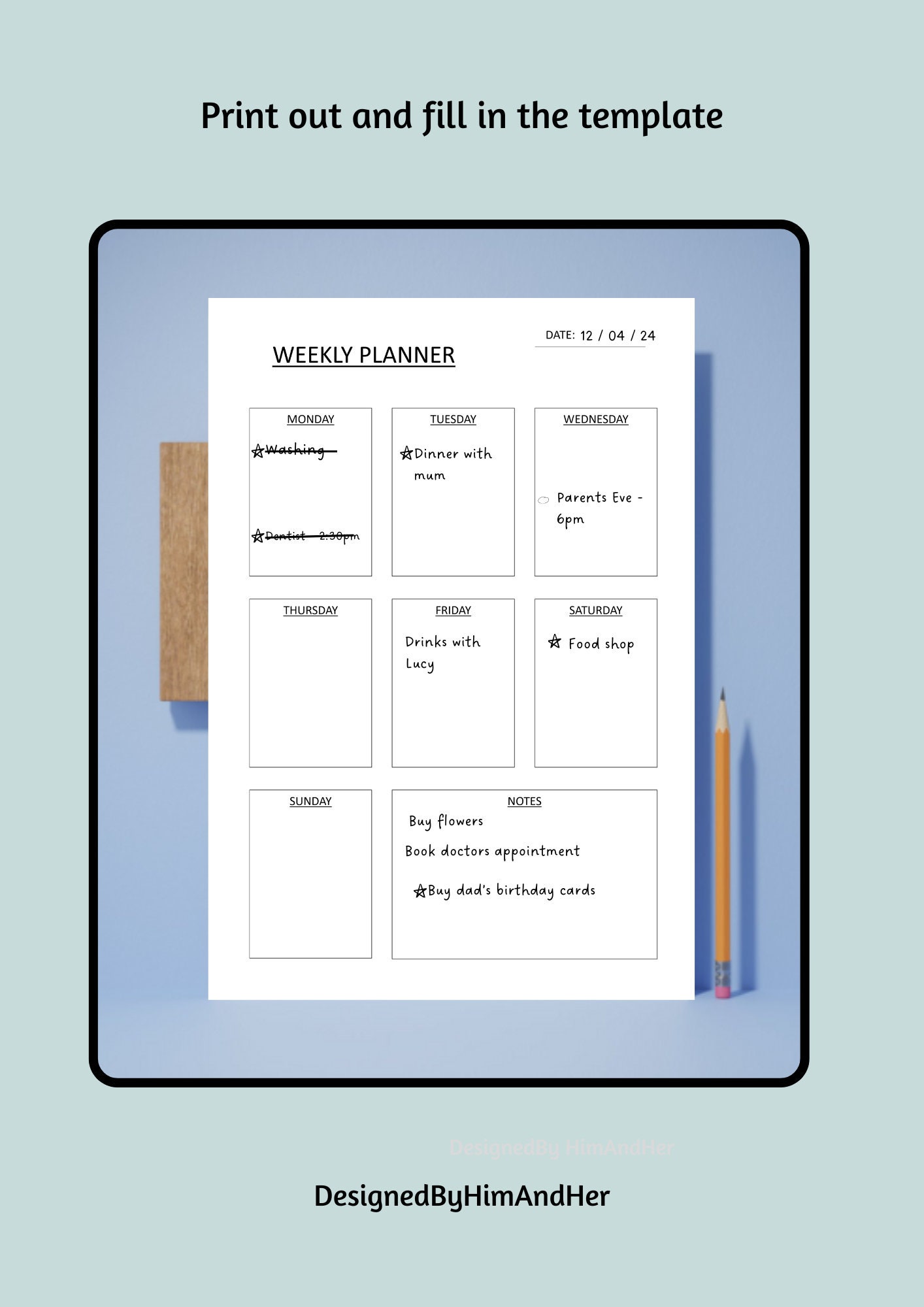 Printable Weekly Planner: Time Management Template (PDF) - Etsy