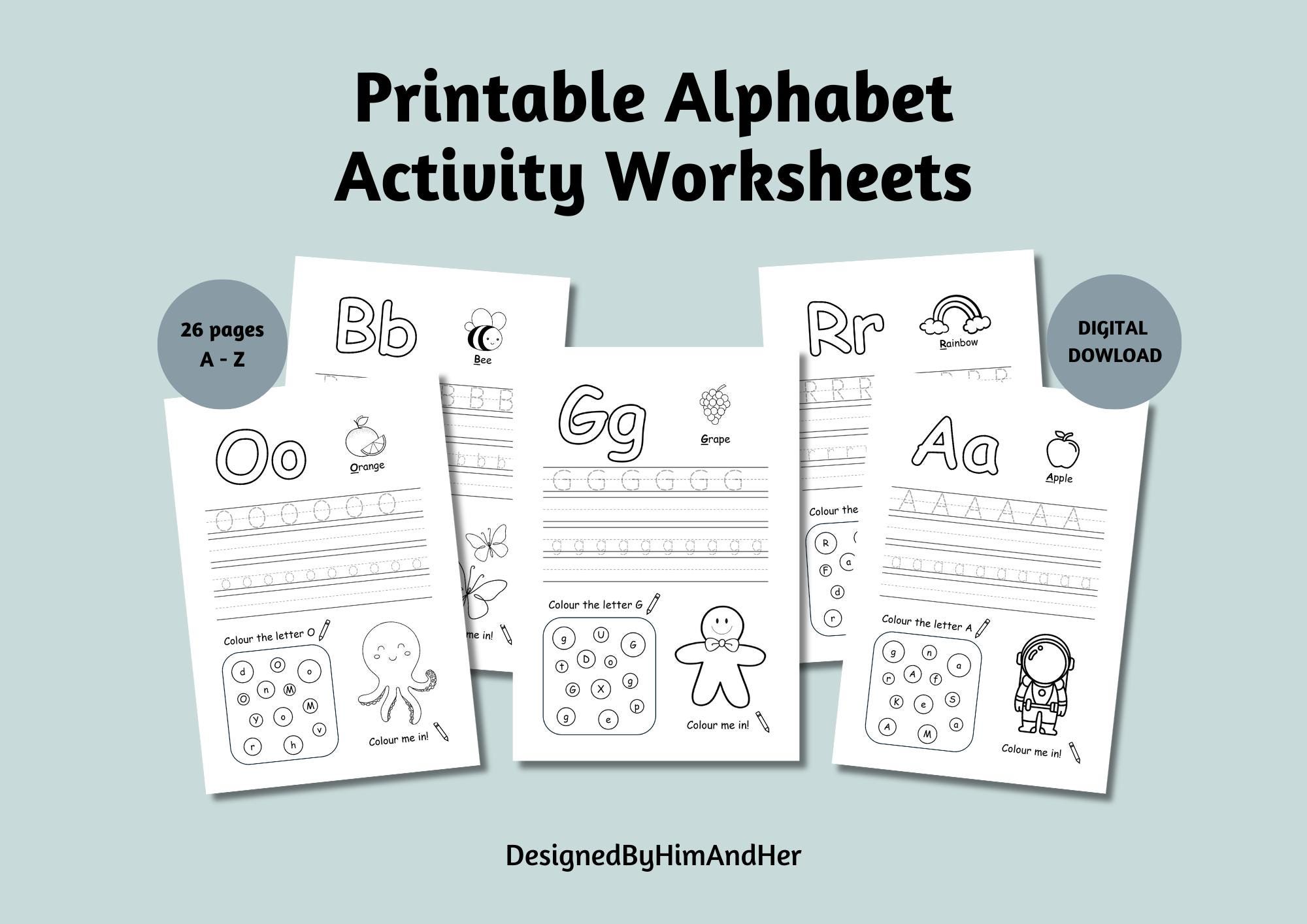 Printable Alphabet Tracing Worksheet: ABC Handwriting Practice (digital ...