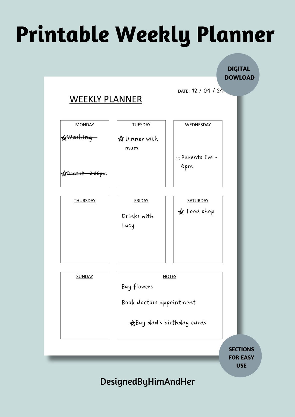 Printable Weekly Planner. Printable to Do List. Organization. Weekly ...