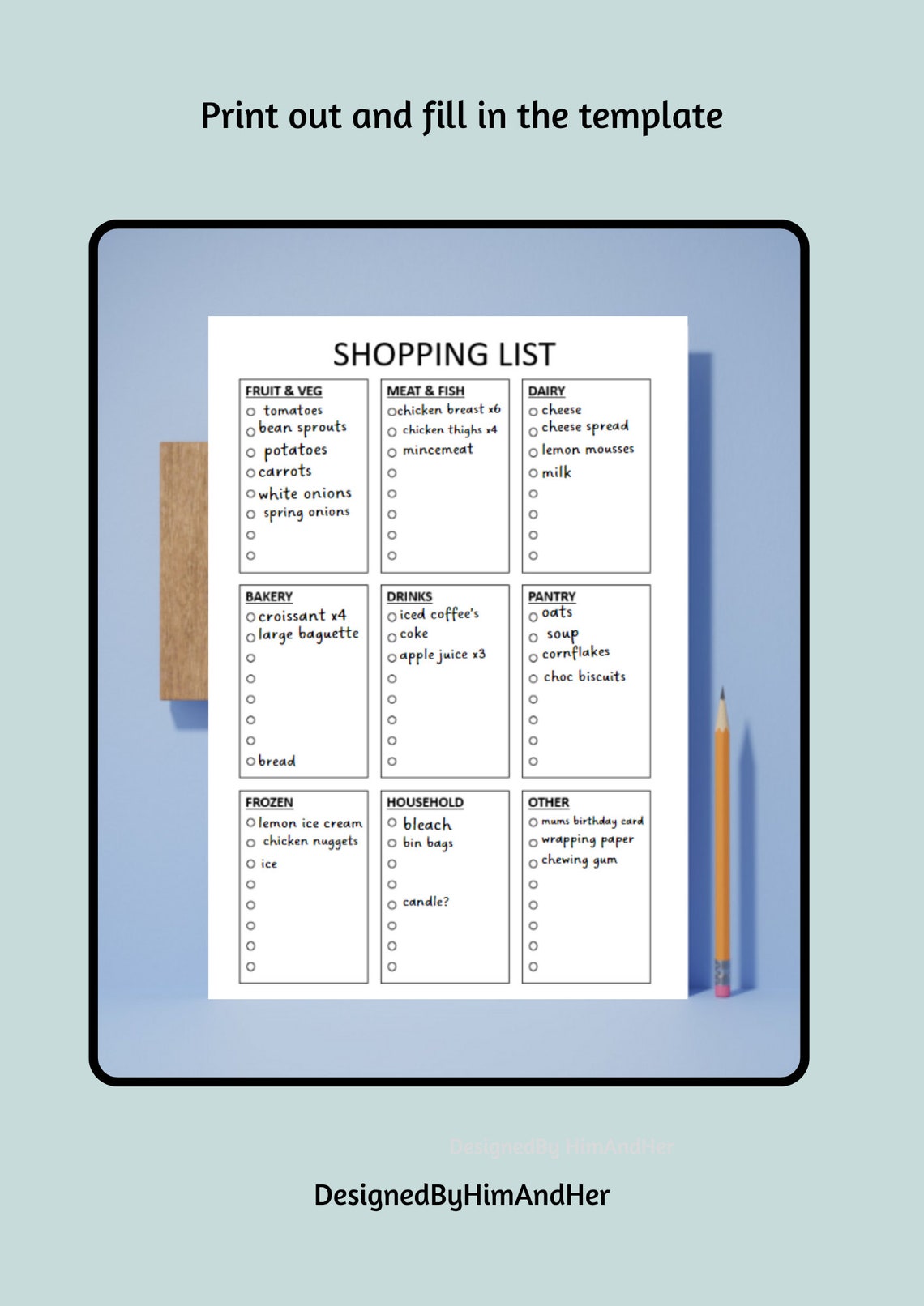 Printable Shopping List With Sections. Categorized Grocery List ...