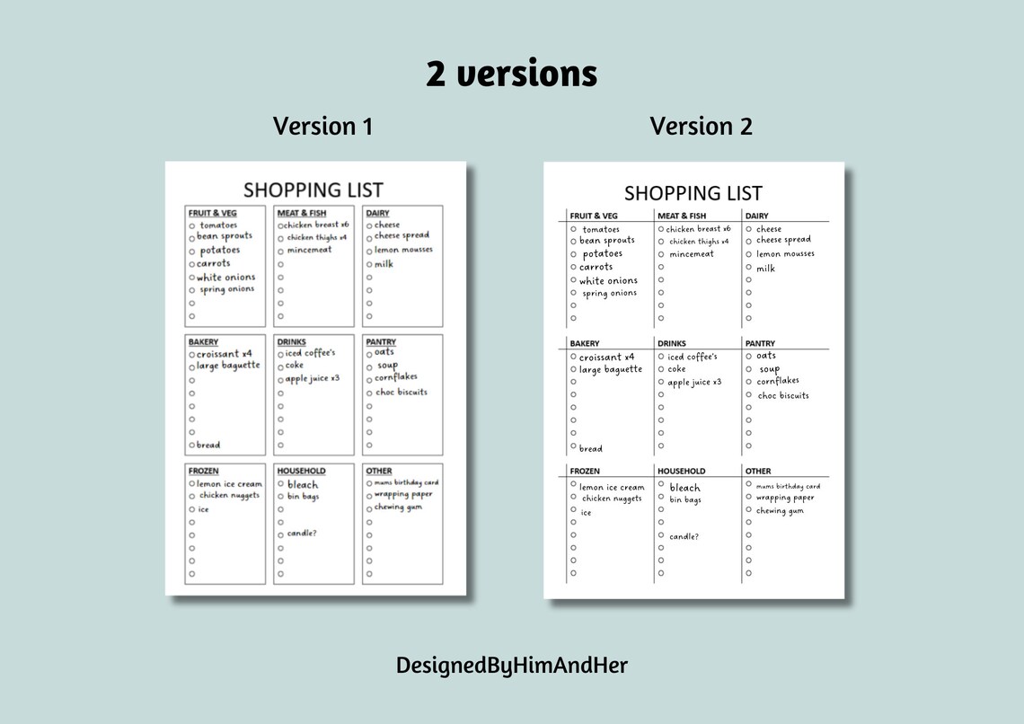 Printable Shopping List With Sections. Categorized Grocery List ...