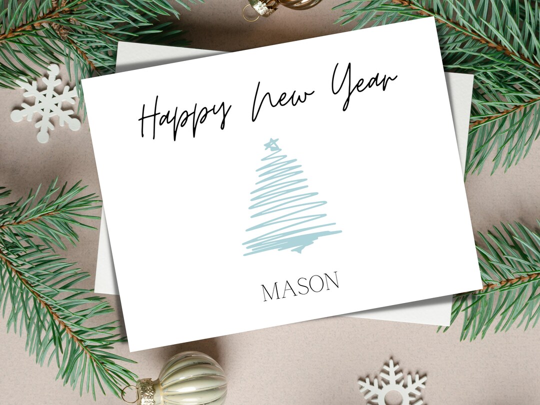 Printable New Years Card With Name, Custom New Years Card Template ...