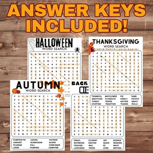 Fall Word Search BUNDLE SET - Etsy