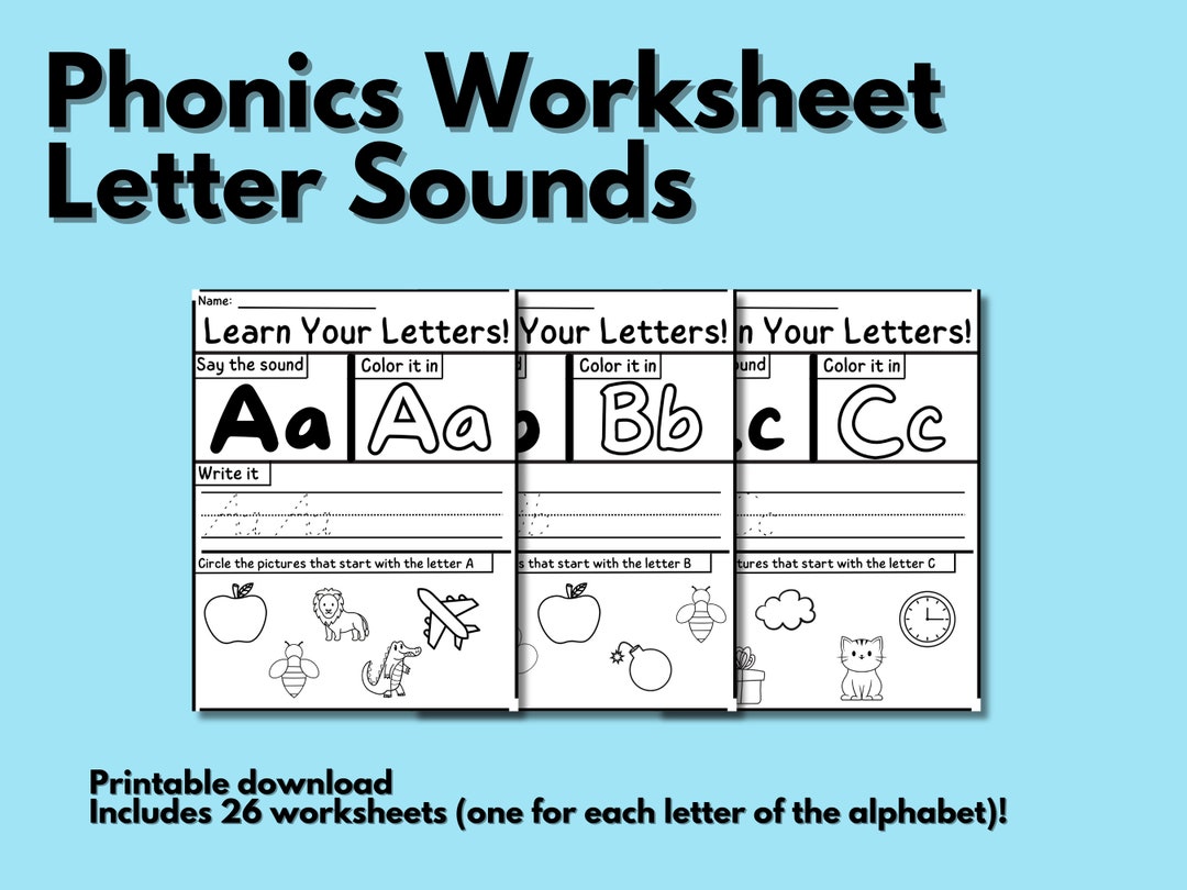 Phonics Worksheet Full Alphabet Practice - Etsy