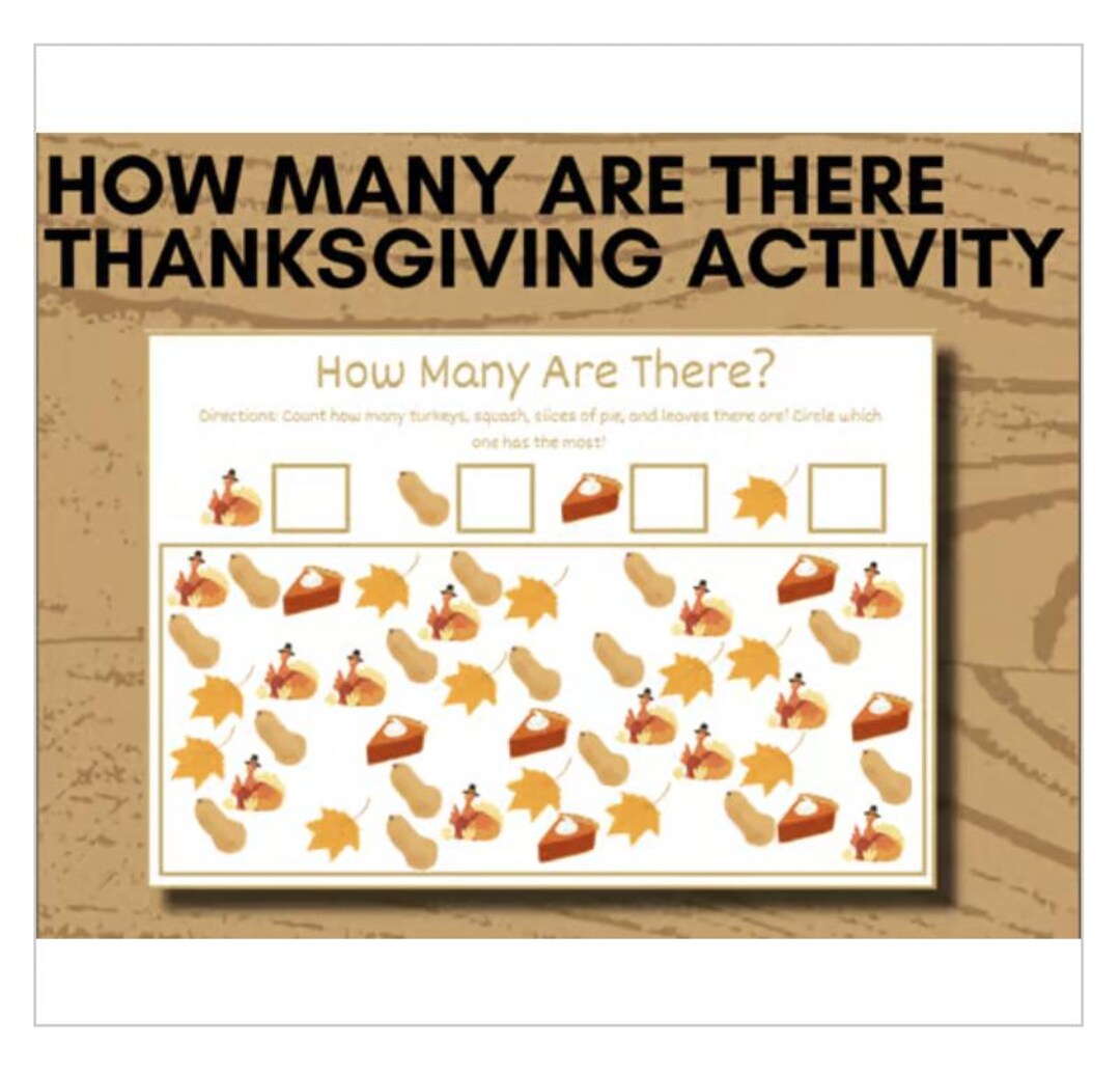 Thanksgiving Counting Activity...how Many Are There? - Etsy