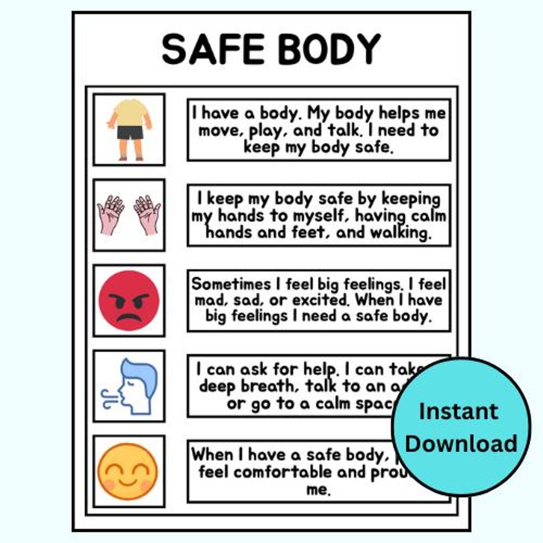Safe Body Social Story, One-page Visual for Personal Space & Boundaries ...