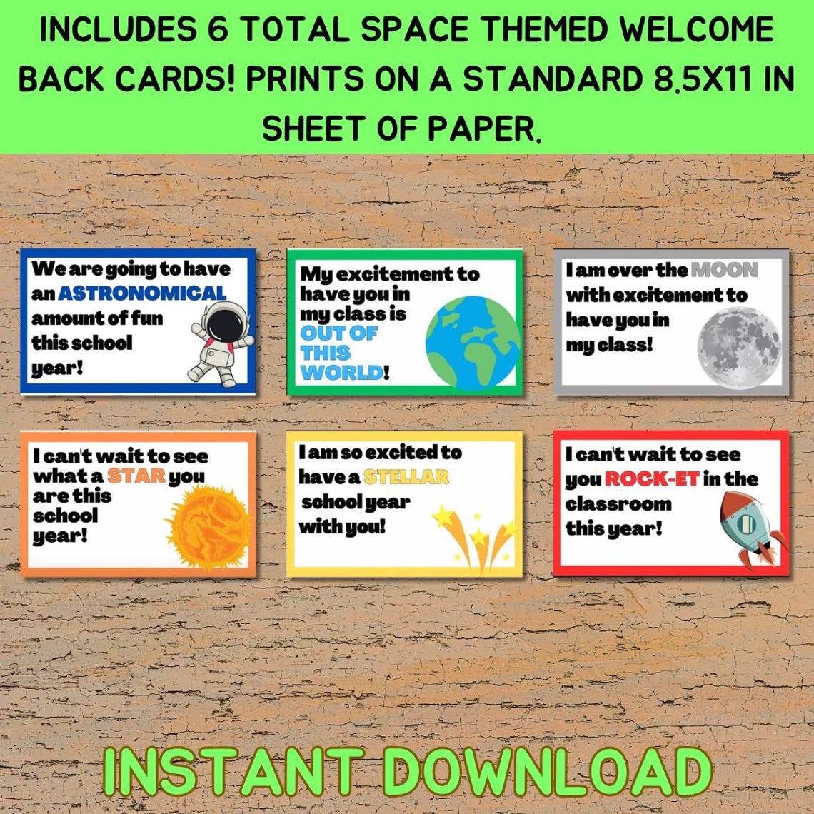 Space-themed Back to School Cards | Printable Student Welcome Cards - Etsy