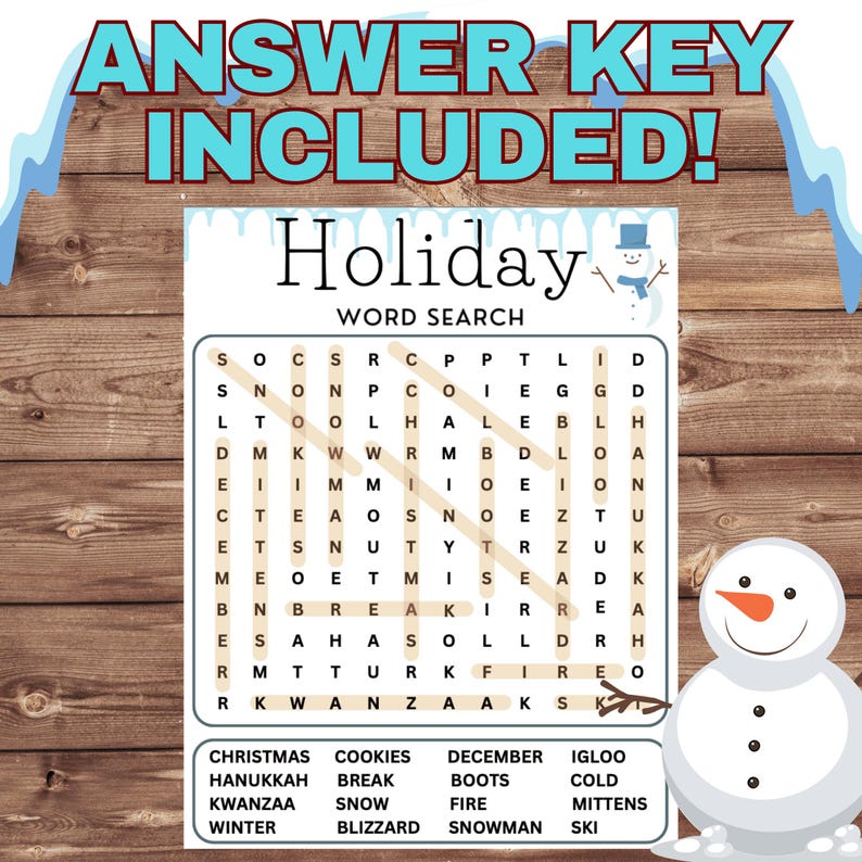 Holiday Word Search - Etsy