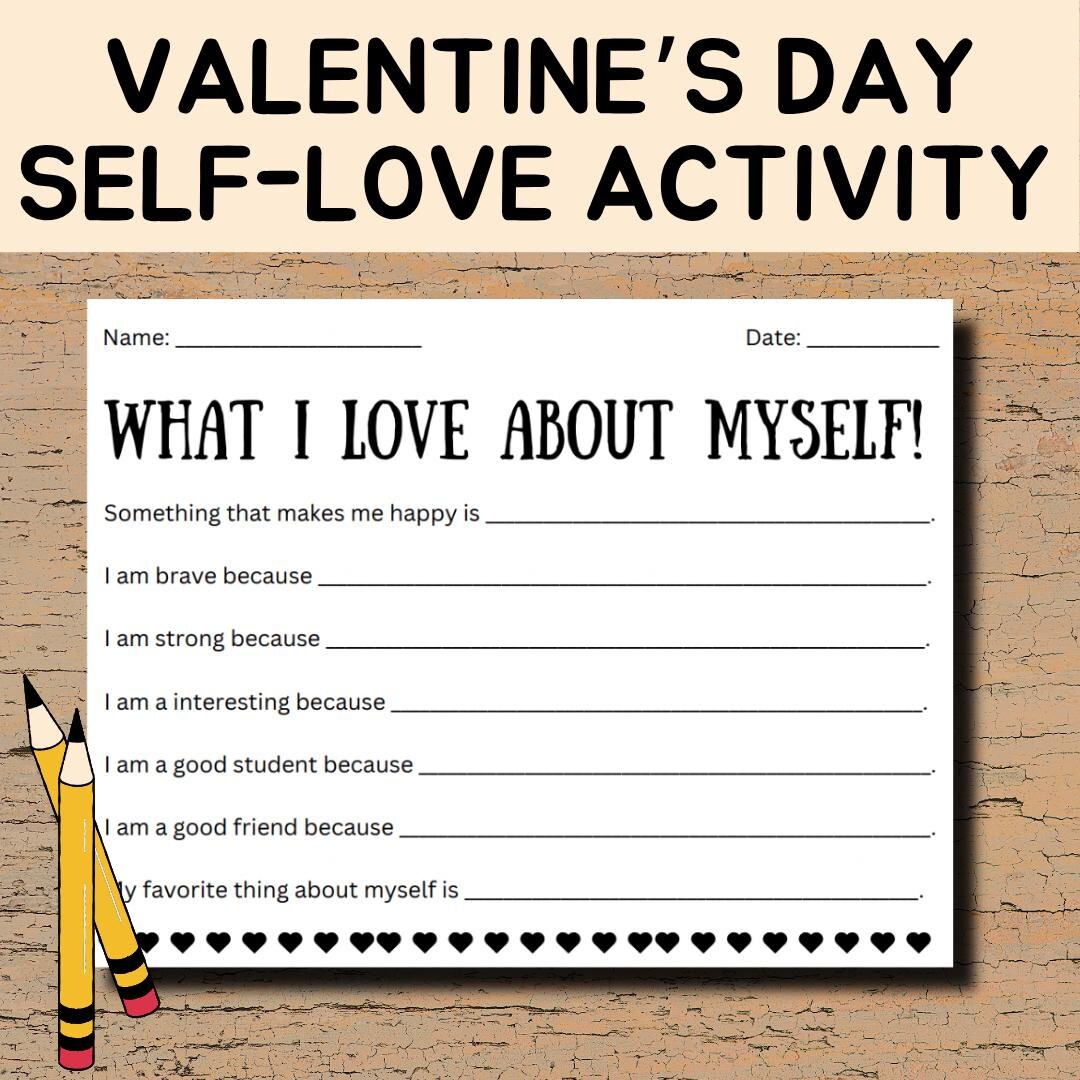 Valentine’s Day Self-love Worksheet for Students | Boost Self-esteem ...