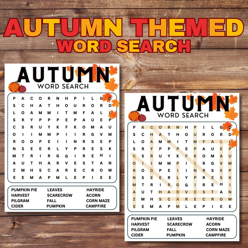 Autumn Word Search - Etsy