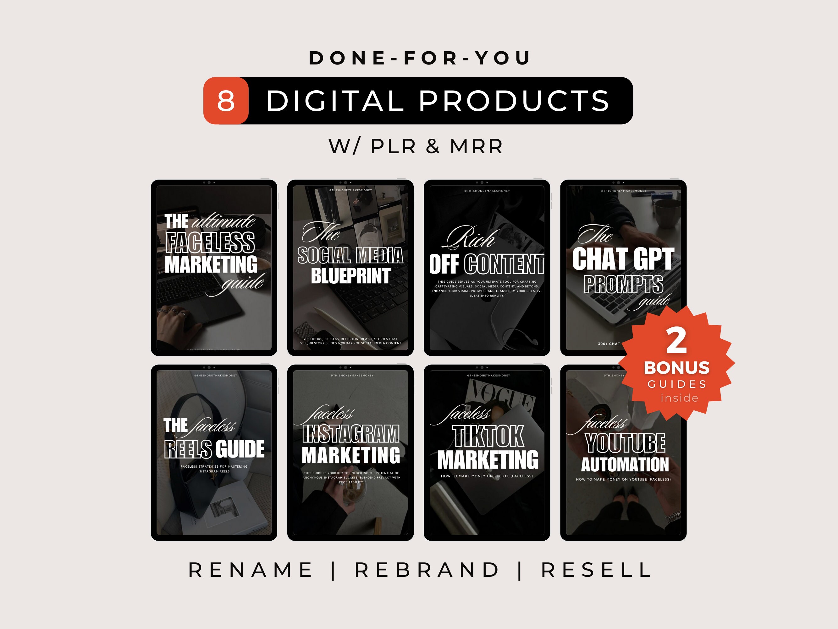Faceless Digital Marketing Guide Bundle 8 DFY Guides With Master Resell Rights MRR & Private ...