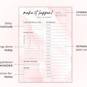 Daily Planner, Daily to Do List, Time Blocking Template, Hourly Planner ...