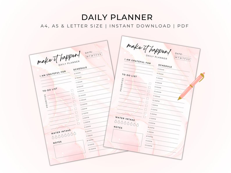 Daily Planner, Daily to Do List, Time Blocking Template, Hourly Planner ...