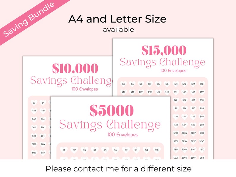 100 Envelope Challenge Printable, Money Savings Challenge, Saving Tracker Bundle, Savings Goal ...