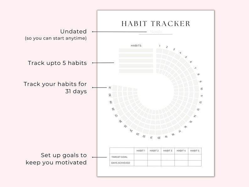 Habit Tracker, Monthly Habit Tracker Printable, Habit Tracker Template ...