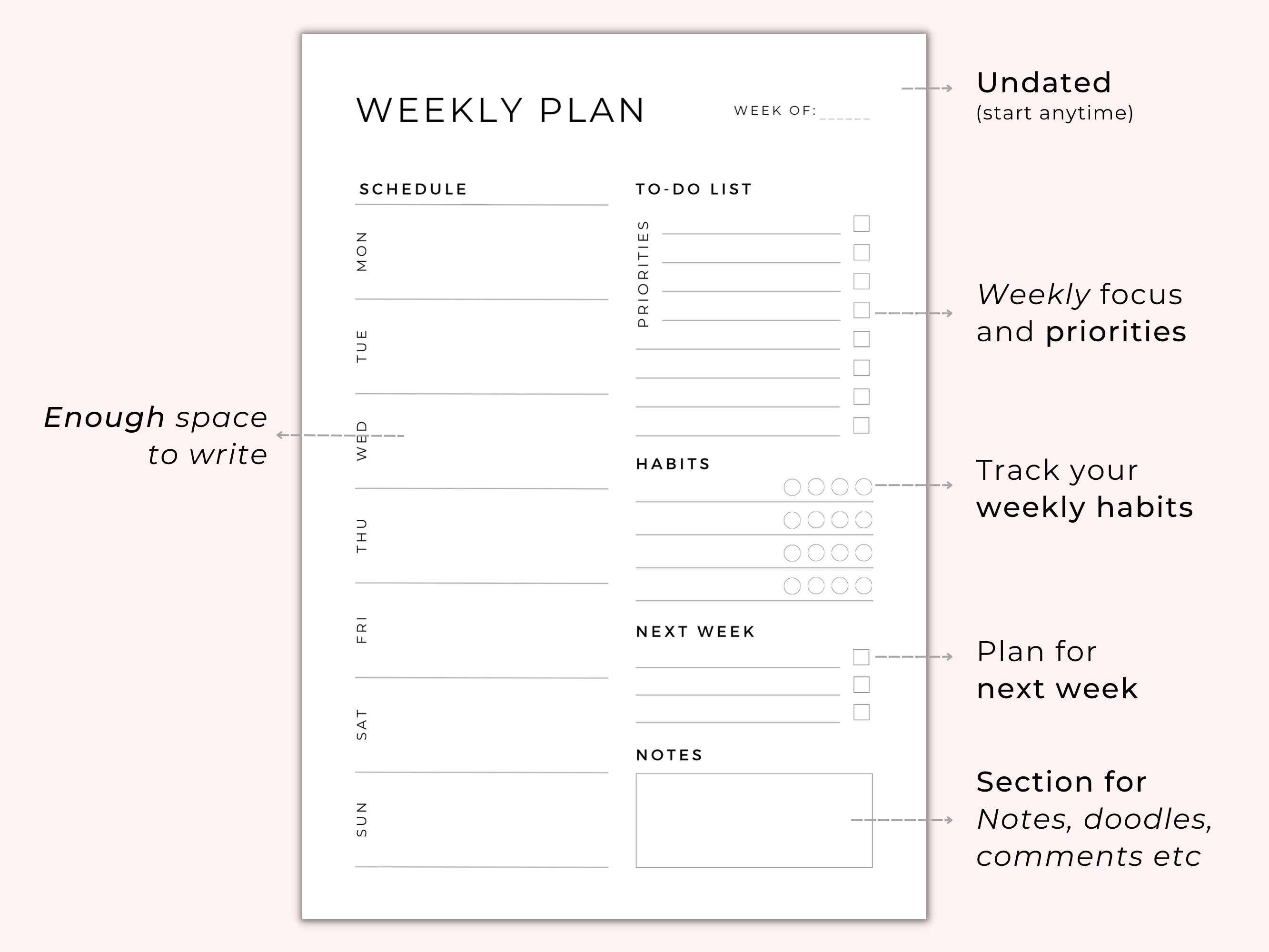 Minimalist Daily Weekly Monthly Planner Set (a5/a4/letter PDF) - Etsy