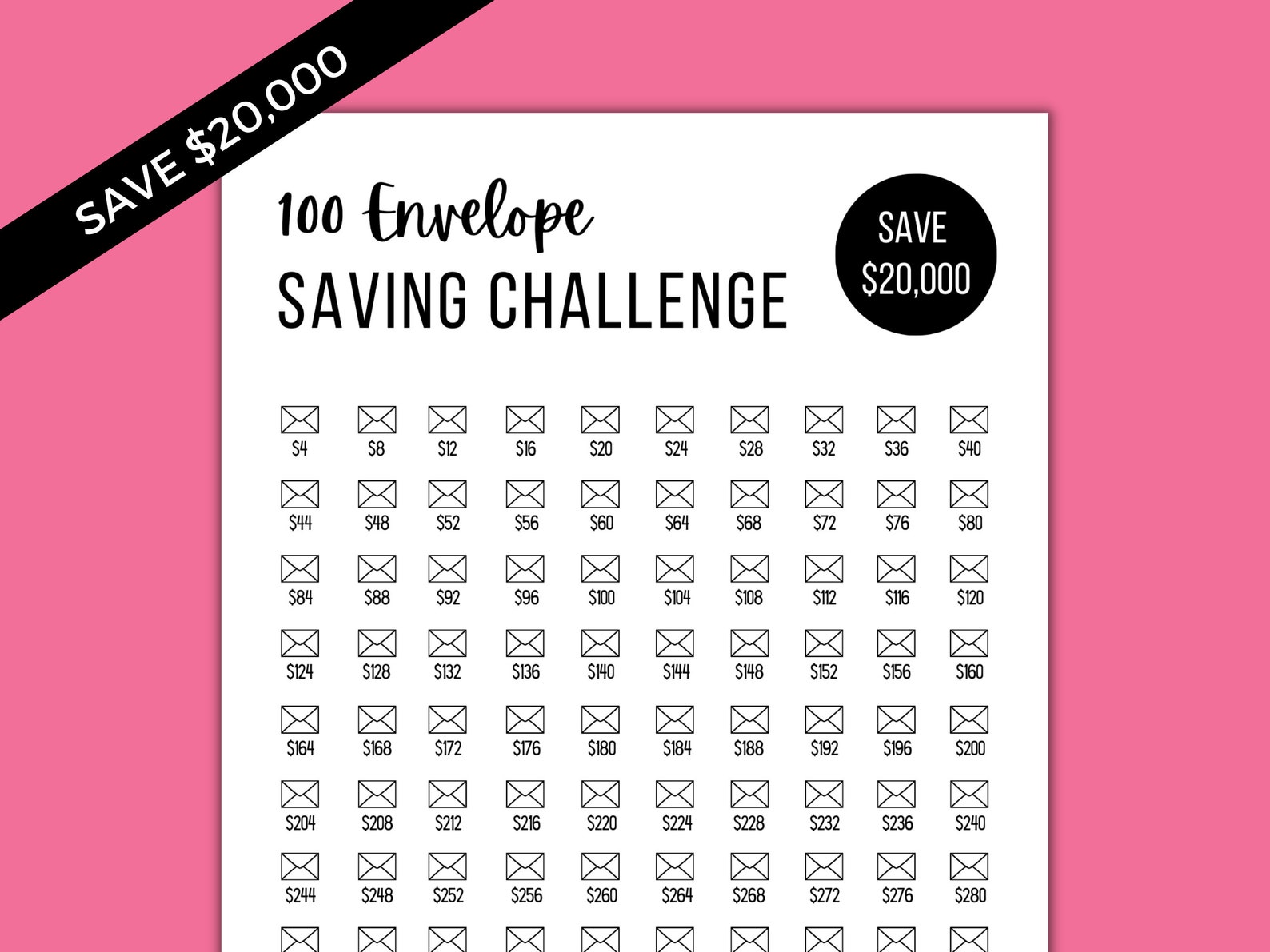 100 Envelope Challenge Printable, Money Savings Challenge, Saving ...
